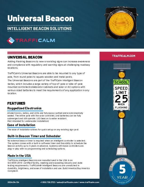 4. 01 TraffiCalm Universal Beacon Vertical Datasheet_5.pdf | Trafficalm